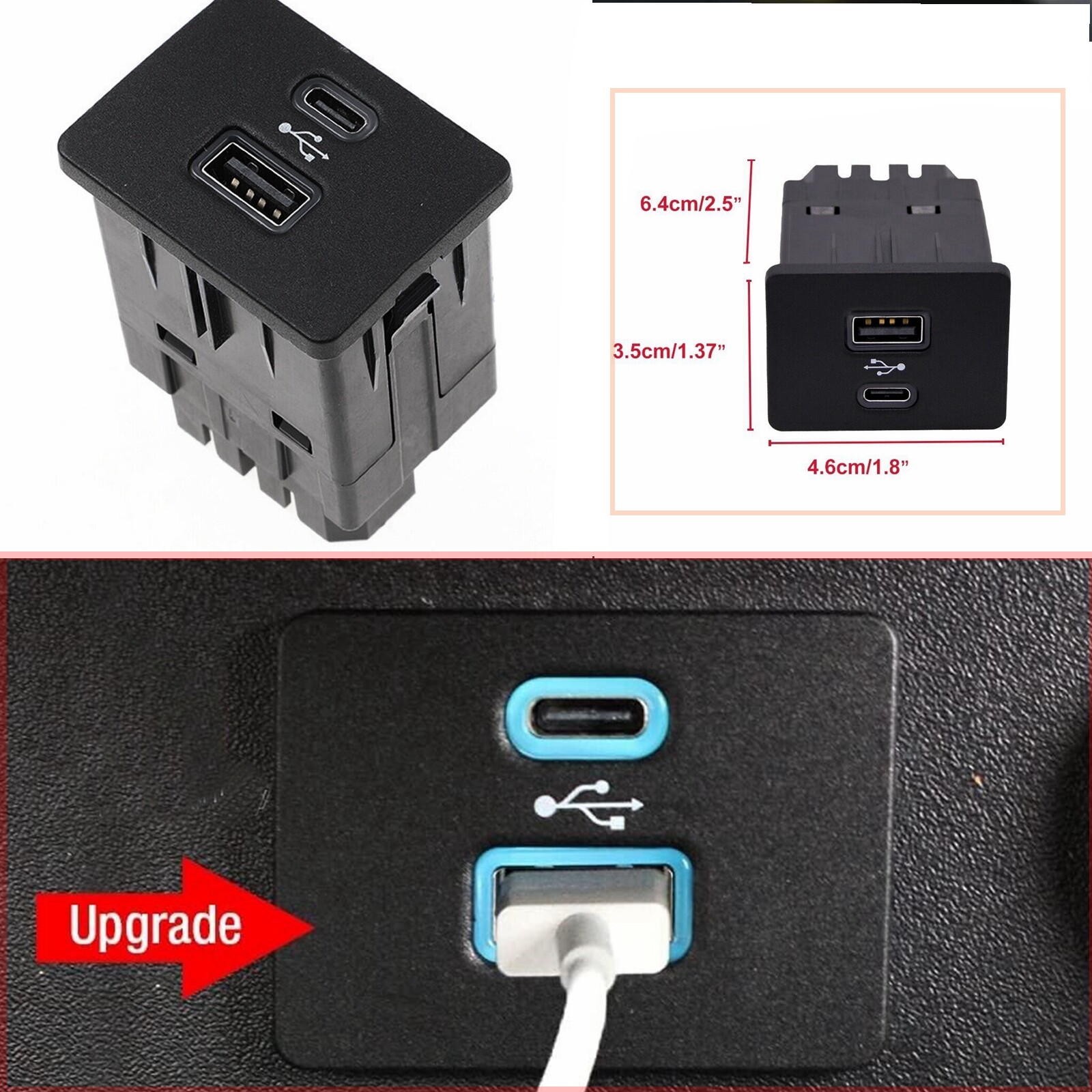 Fit for Ford USB+ Type-C USB Dual Multimedia Interface Module Sync3.4 ...