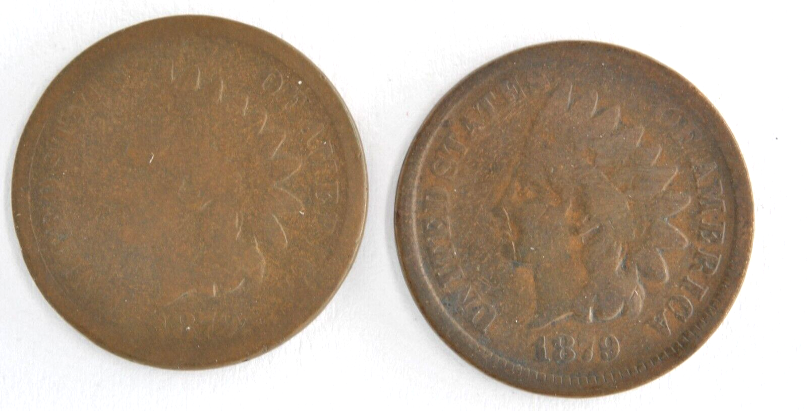 Lot of 2 United States 1879 Indian Head Bronze Pennies Small Cents ...