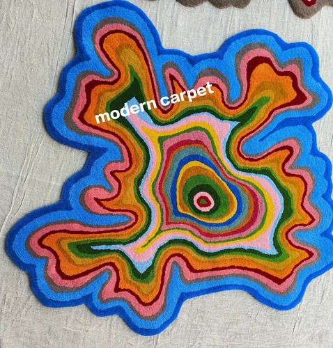 Psychedelic Irregular Rugs Handmade 100% Woolen Hand Tufted For Home ...