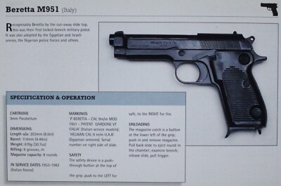 Beretta Gun Pistol Picture Out of Print Firearm Spec Sheet Decor Art | eBay