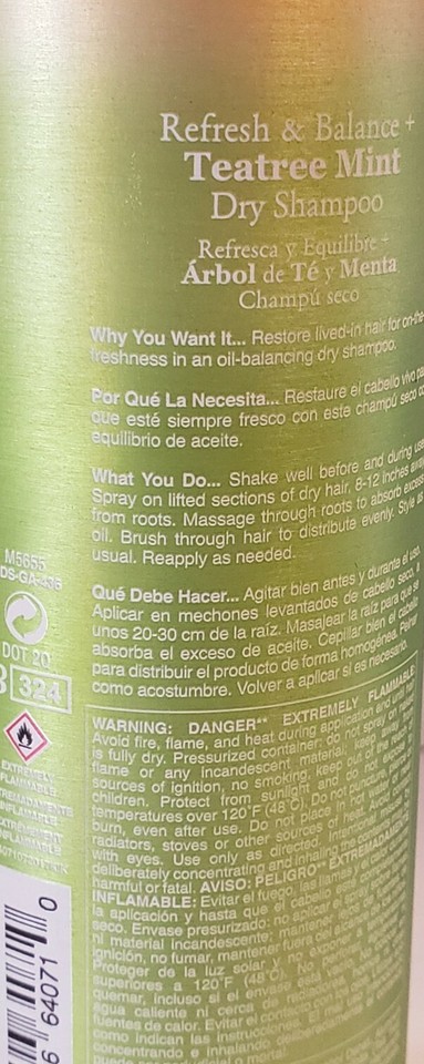 OGX Refresh & Balance EXTRA STRENGTH Dry Shampoo Tea Tree Mint 5oz ...