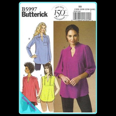 Butterick 5997 Uncut-FF ©2013 Women's Plus Pattern sz:rr 18W-24W Top | eBay