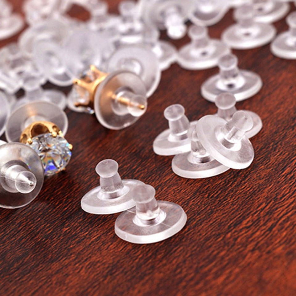 200 PCS Clear Earrings Safety Back Locking Backs Silicone Tips Lifters ...