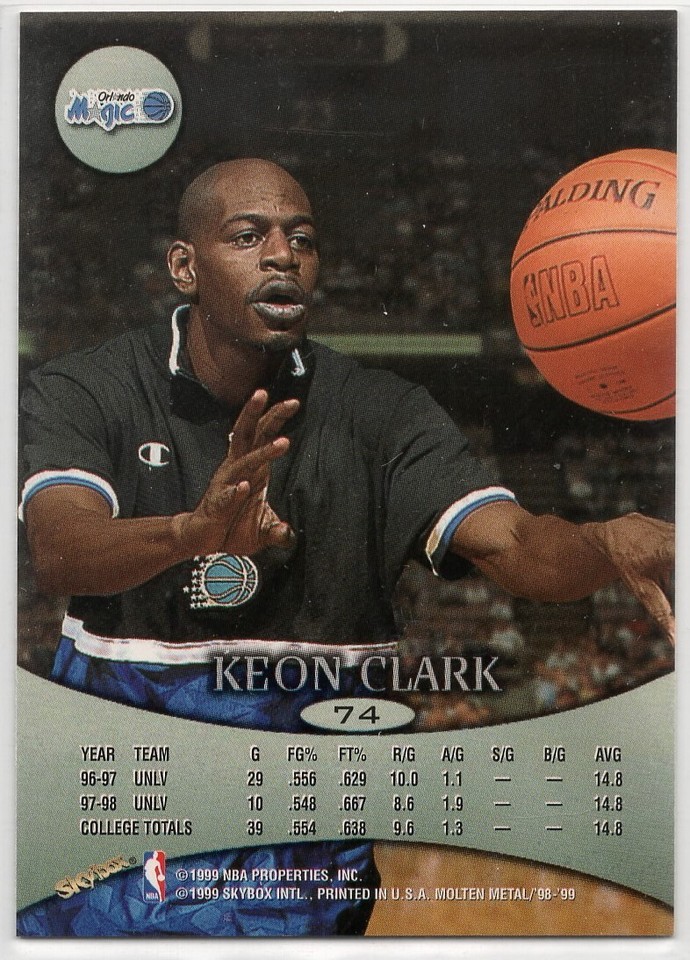 1998-99 Molten Metal Keon Clark RC #74 Magic | eBay