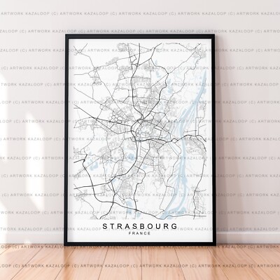 Strasbourg Map Poster Print Unframed Strasbourg Map Print France Wall ...