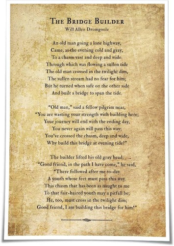 The Bridge Builder Poem Wall Art Prints Poetry Quote Poster Pictures ...