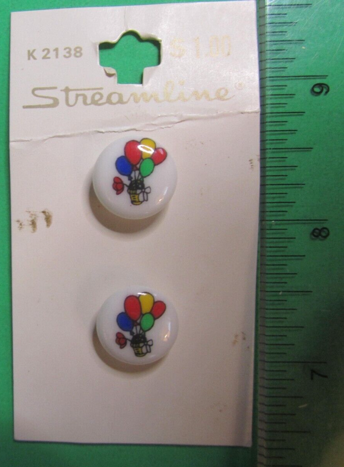 (2) VINTAGE STREAMLINE 5/8" BALLOON BASKET PLASTIC SHANK BUTTONS NOS ...