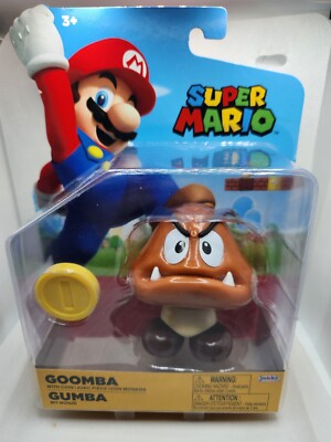 🍄NEW SUPER MARIO GOOMBA 4” FIGURE W/ COIN ACCESSORY WORLD OF NINTENDO ...