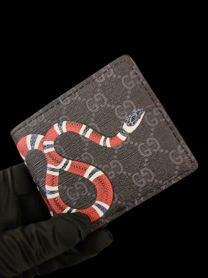 Gucci King Snake Print GG Supreme Men's Wallet with Box | eBay