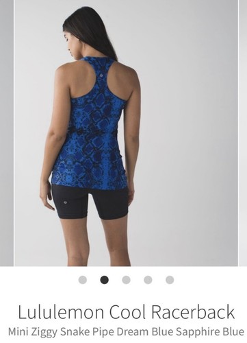 Lululemon Tank Top Cool Racerback Mini Ziggy Snake Pipe Dream Blue ...
