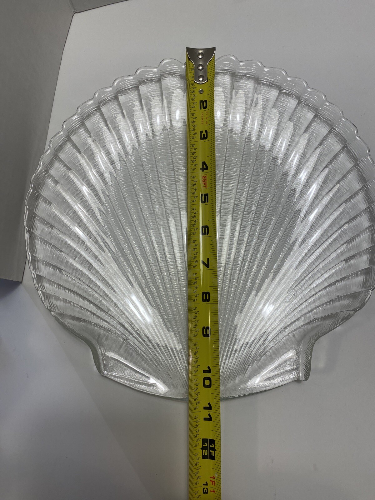 (10) Clear Glass Seashell Clam Scalloped 11” Dinner Plates France ...