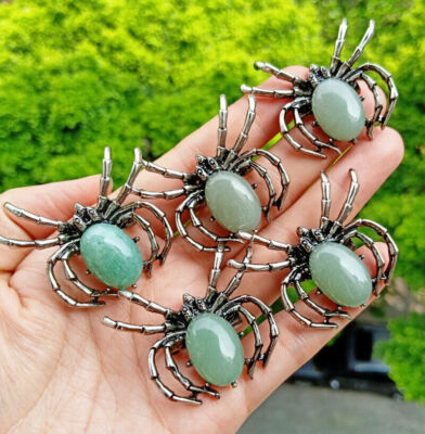 5pcs Aventurine stone Spider Pendants Brooch Chakra Reiki Healing ...