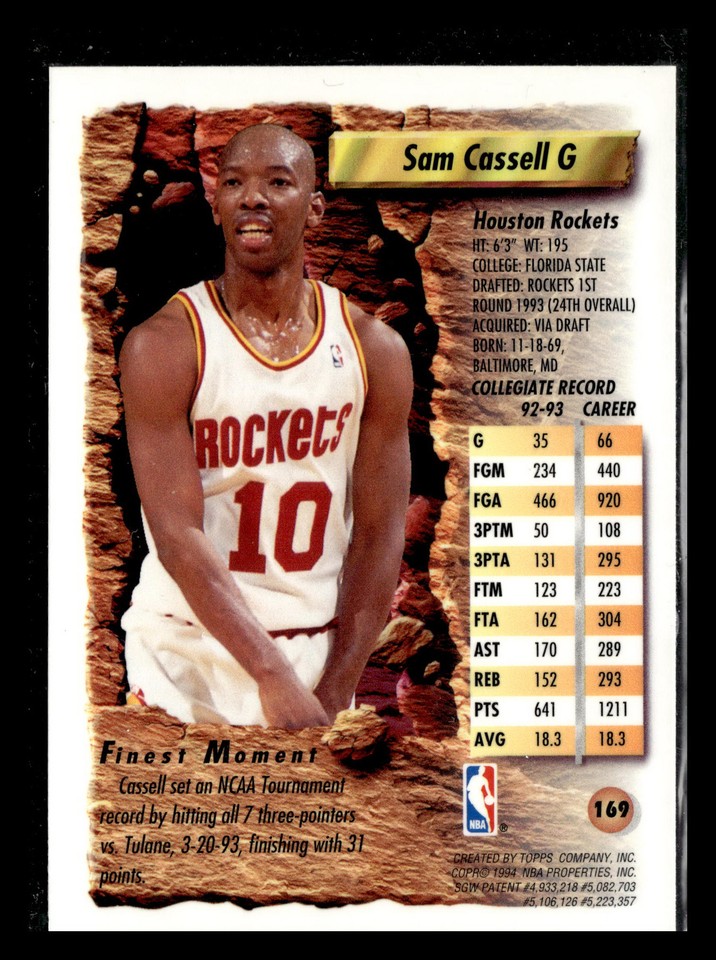 Sam Cassell 1993-94 Finest Rookie #169 RC | eBay