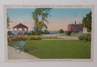 1929 Thomas B. Reed Monument and Maine General Hospital Portland ME ...
