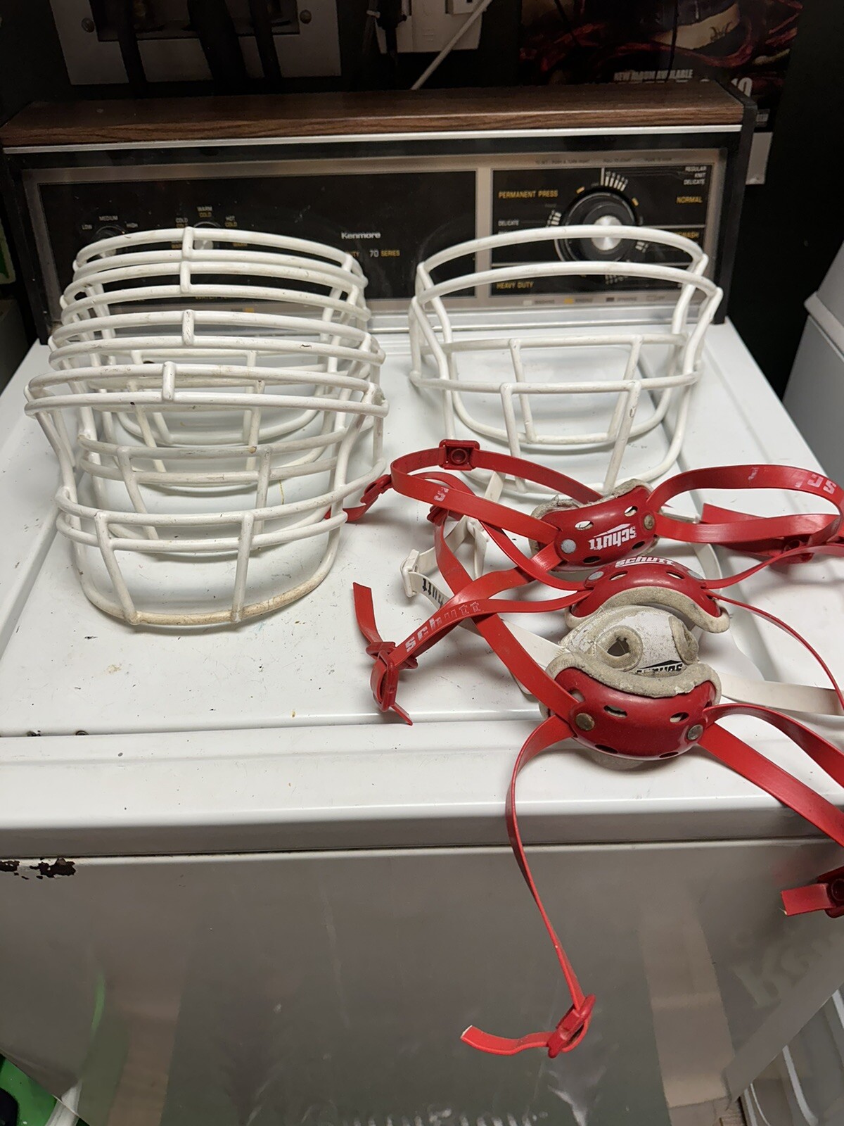 Lot Of 6 White Schutt DNA Football Helmet Face Masks AND CHINSTRAPS ...