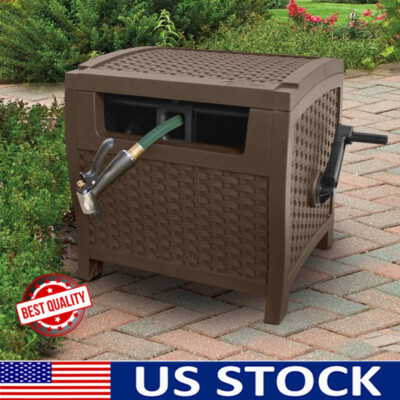 175ft Hose Hideaway Garden Reel Storage Box Bin Resin Container Outdoor ...