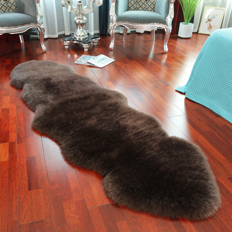 Real Sheepskin Fluffy Fur Rug Sofa Couch Pads Soft Warm Carpet Bedroom ...