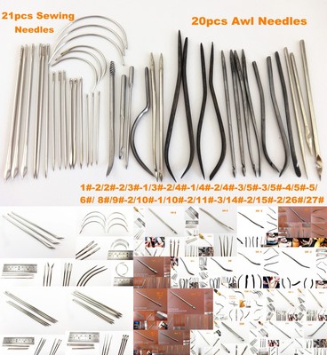 41pcs Leather Craft Shoemaker Cobbler Stitch Sew Thread Hook Awl Needle ...