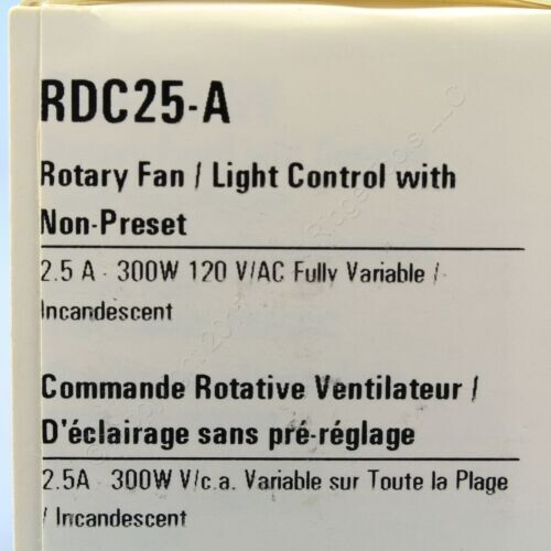Cooper Almond Combination Variable Fan Control Rotary Dimmer 2.5A 300W ...