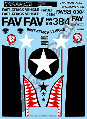 Vintage FAV Fast Attack Vehicle - Shark Mouth Decals / Stickers ...