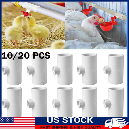 10-20x AUTOMATIC POULTRY RABBIT WATERING SYSTEM THREE-WAY TUBE DRINK ...