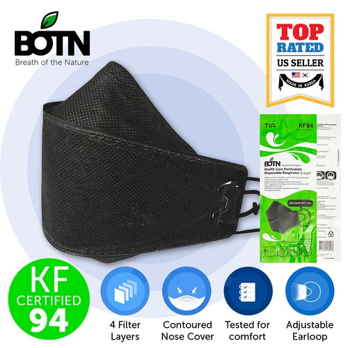 10 Pcs BOTN KF94 BLACK Protective Face Mask Adult Made in Korea KFDA ...