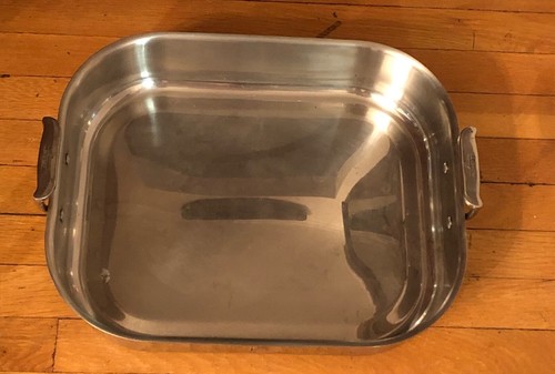 All-Clad Stainless Steel Open Roasting Pan 16" x 13.5" EUC | eBay