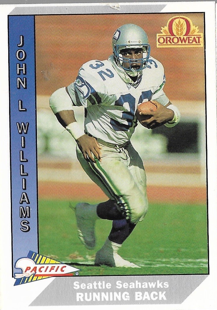 1991 Pacific Oroweat Seattle Seahawks John L Williams 9 Football Card ...