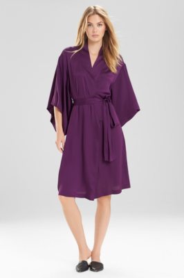 NEW NATORI $140 PURPLE FEATHERS SATIN KIMONO ROBE SZ L LARGE | eBay