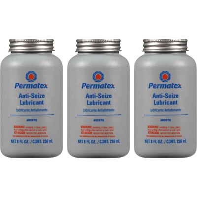 3 PACK - Permatex 80078 Anti Seize Lubricant with Brush Top Bottle 8 oz ...