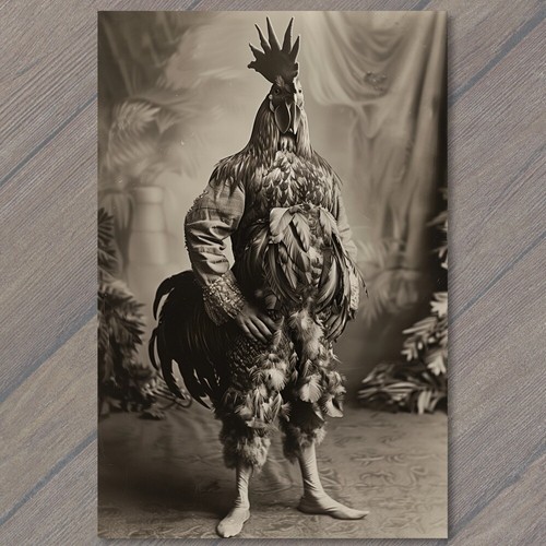 5x7" Rooster Chicken Mask Costume Man Strange Unusual Weird Creepy ...