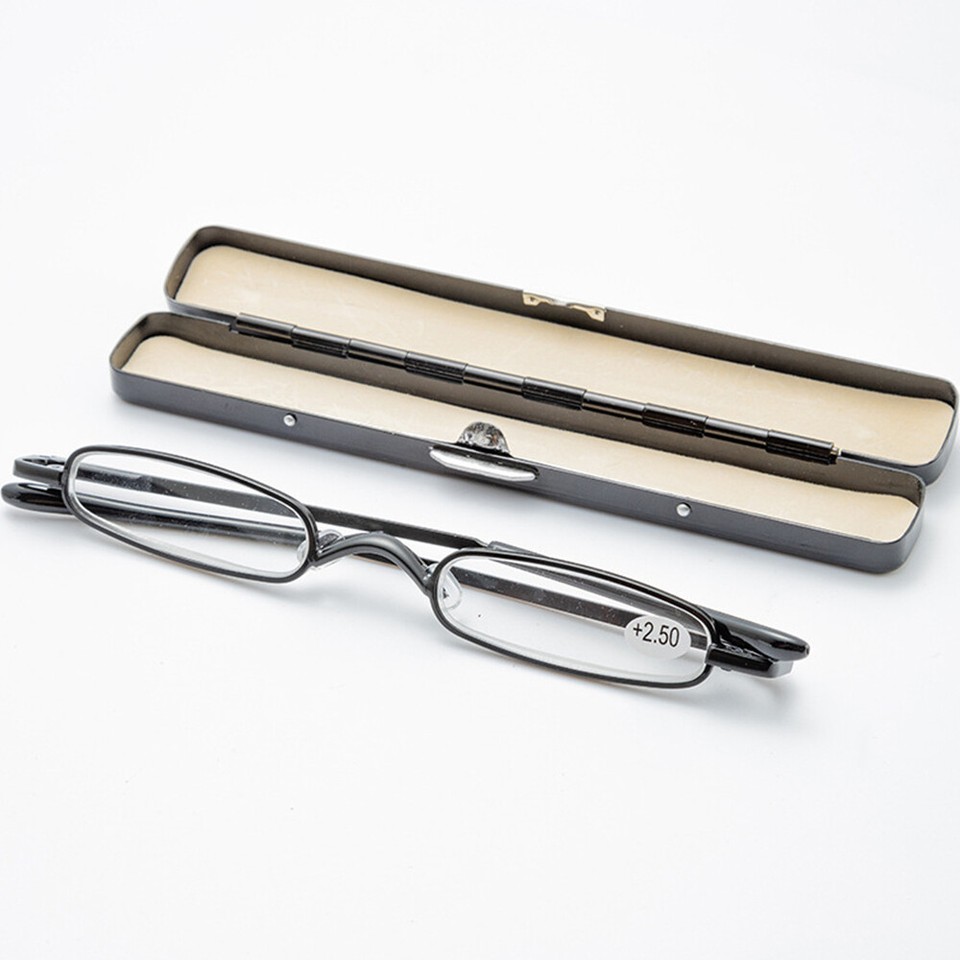 Portable Mini Pocket Reading Glasses Metal Small Eyeglasses Case +1.0~4 ...