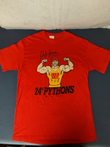 Vintage ORIGINAL 1989 WWF Hulk Hogan 24" Pythons Red T-Shirt Size L | eBay