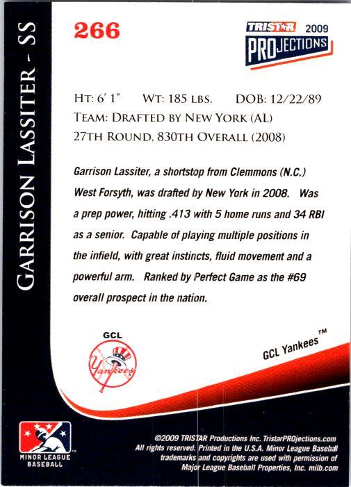 2009 TriStar PROjections Garrison Lassiter #266 GCL Yankees | eBay