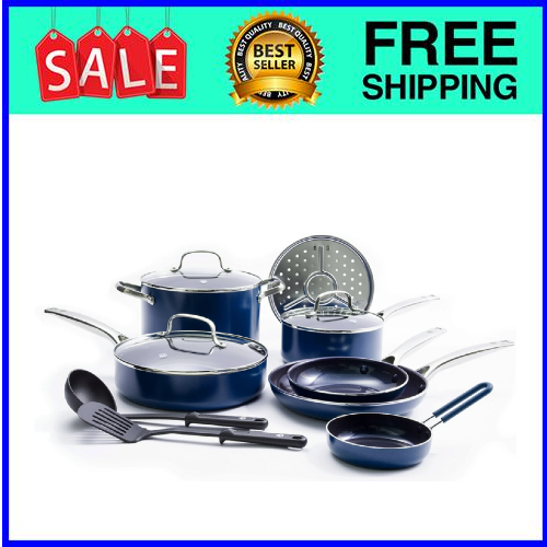 Blue Diamond 12-Piece Toxin-Free Ceramic Nonstick Pots and Pans ...
