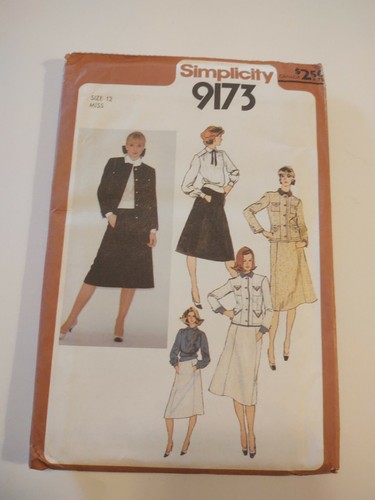 UC FF Simplicity 9173 SZ 8 Vintage Sewing Pattern Misses Suit Blouse | eBay