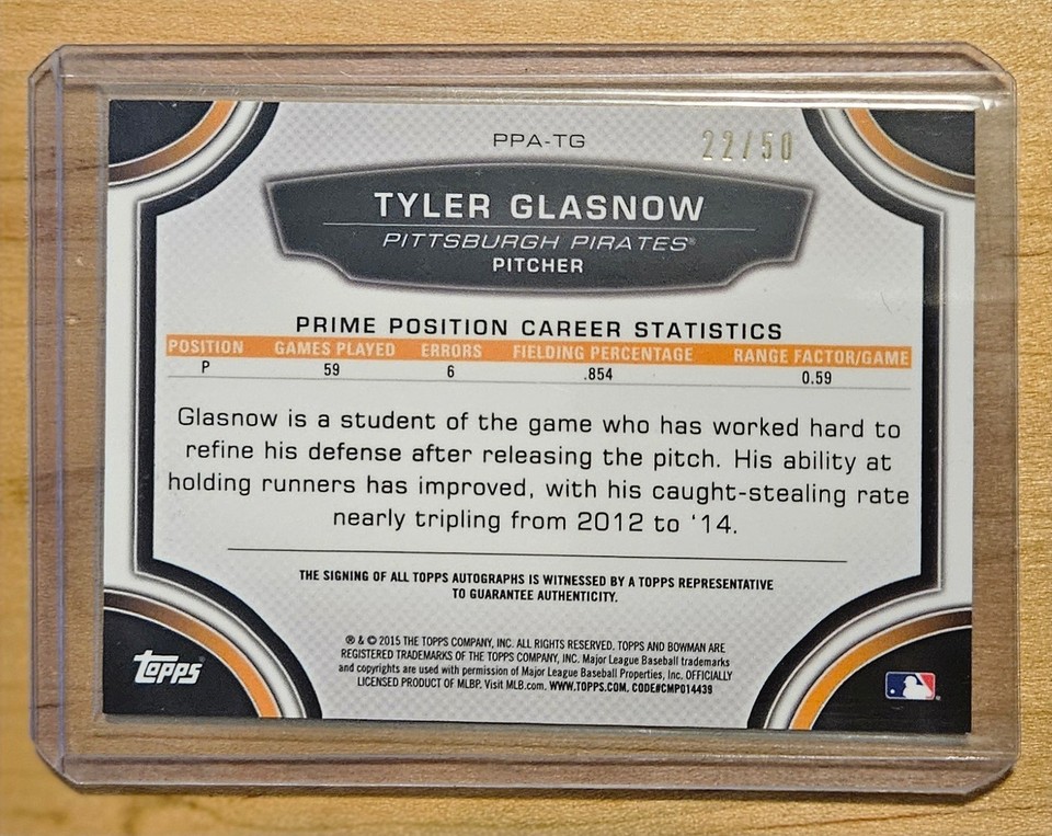 2015 Bowman Chrome Tyler Glasnow Autograph /50 Card #PPA-TG | eBay