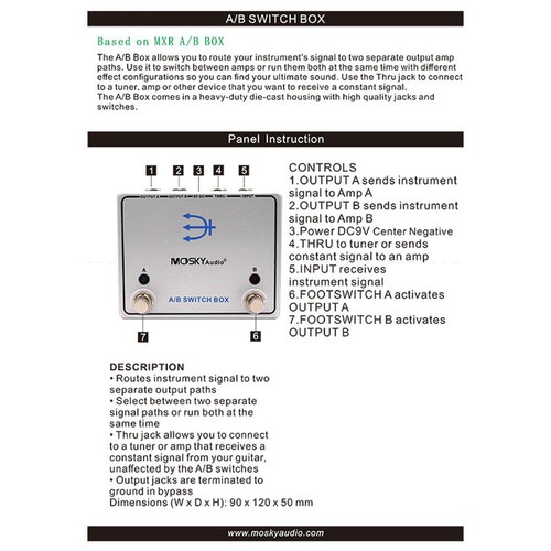 AB SWITCH by For MOSKYAUDIO for Instrument Signal Distribution to Two ...