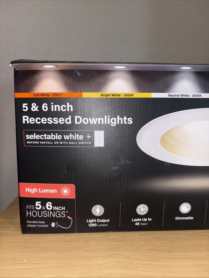 Feit Electric Integrated LED Retrofit Recessed Light Trim Kit 5" 6" (4 ...