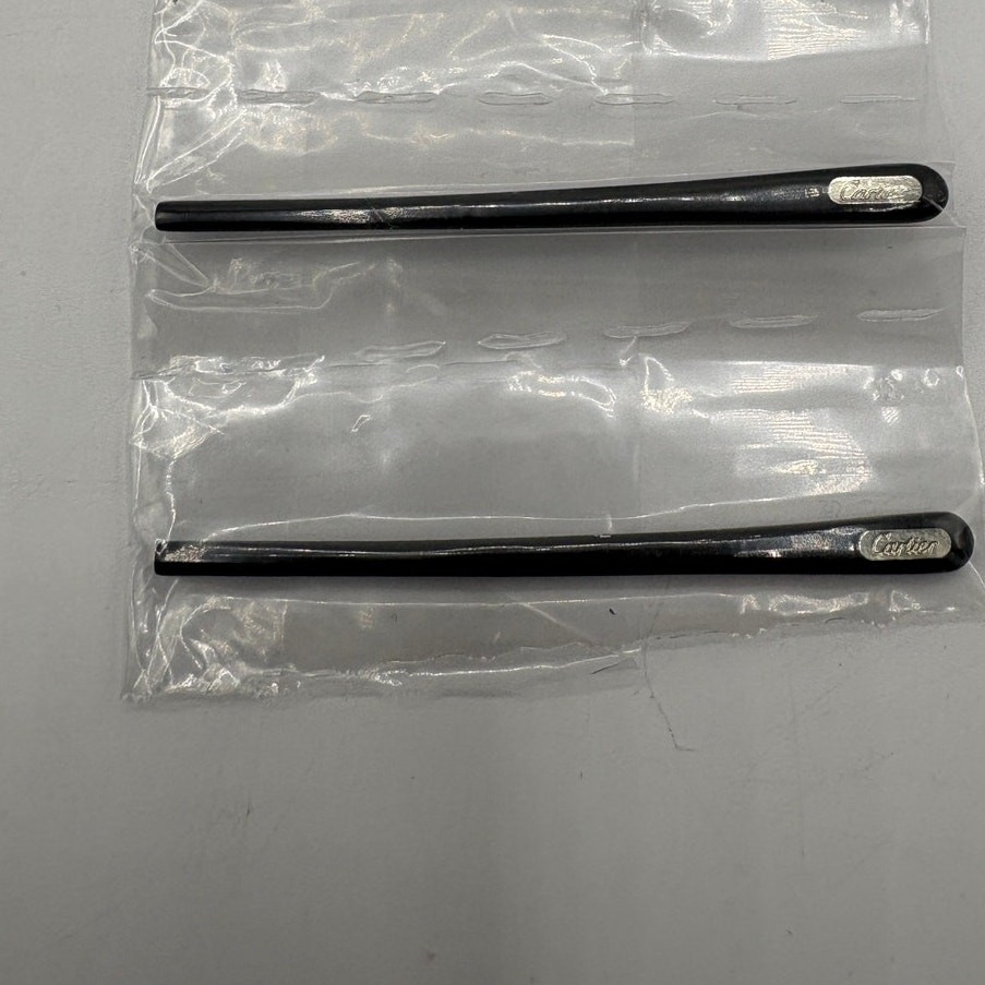 CARTIER Black / Silver Inlay Temple Tips OEM Replacements 1x SET NEW ...