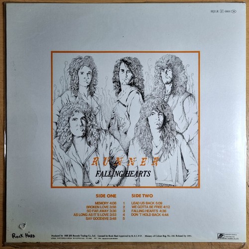 RUNNER - Falling Hearts [ 1991 Korea Only Press LP ] Rare Sleeve SEALED ...