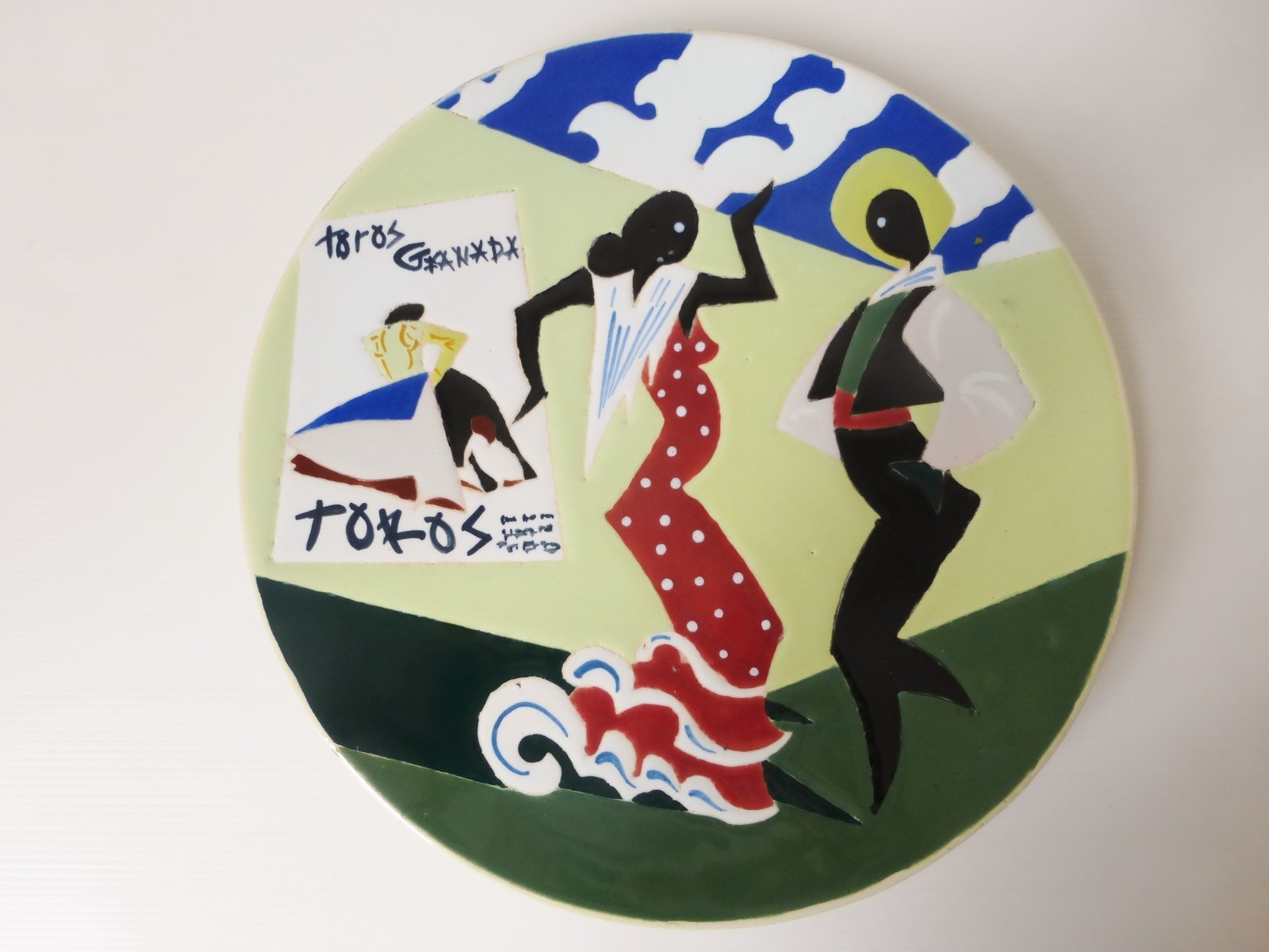 Large Plate Ceramic Dancers Flamenco Toros Granada Vintage 70's | eBay