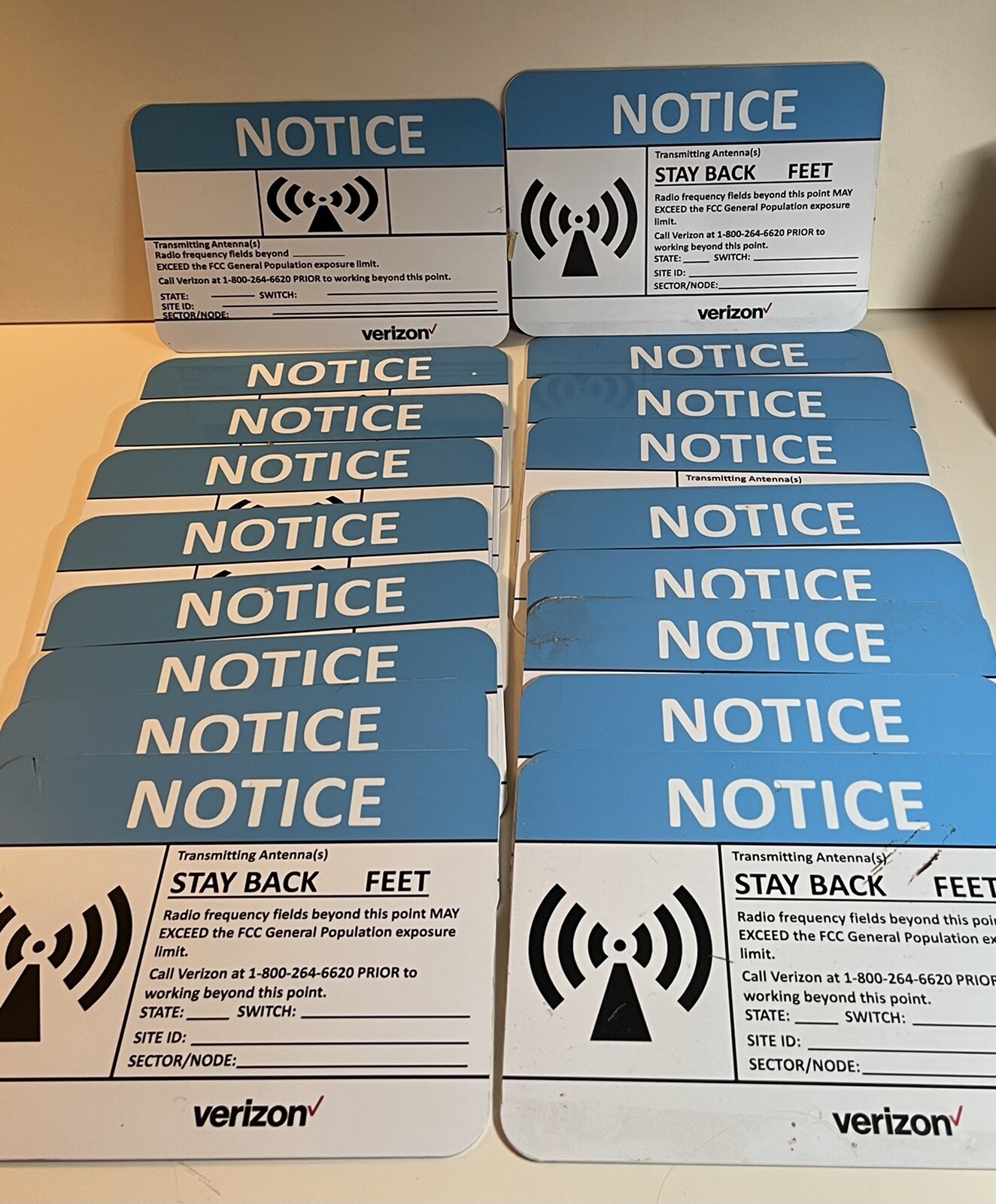 VERIZON Safety Sign NOTICE 10x7.5 and 10x7 Inches Aluminum Lot 18 | eBay