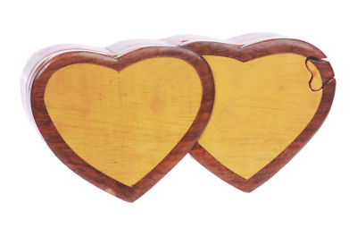 Handcrafted Wooden Double-Heart Shape Secret Jewelry Puzzle Box | eBay