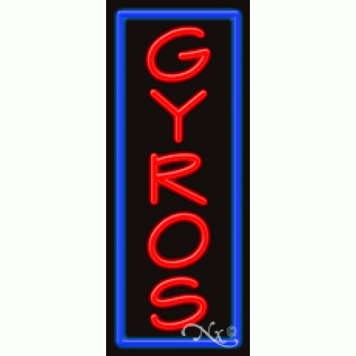 BRAND NEW "GYROS" 32x13 VERTICAL BORDER REAL NEON SIGN W/CUSTOM OPTIONS ...