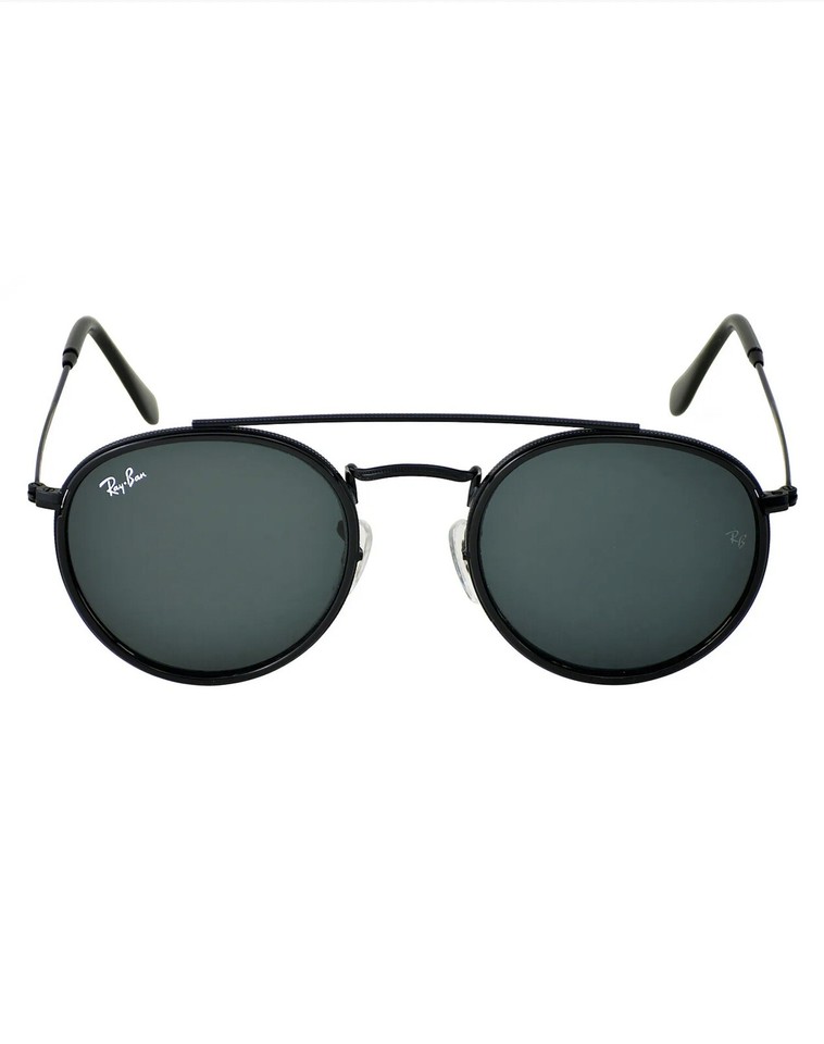 Ray-Ban Sunglasses RB3647N Round Double Bridge Black Frame Blue Grey ...