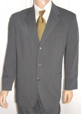 44R Hugo Boss 2-Piece $895 Suit - Men 44 Charcoal Pinstripe Angelico ...