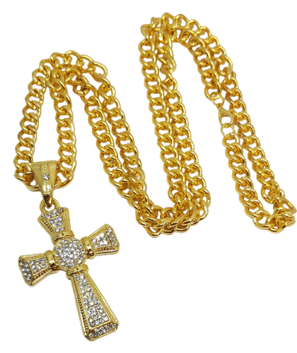 Mens Iced Out Gold Cross Chain Crucifix Necklace Pendant Jesus Jewelry ...
