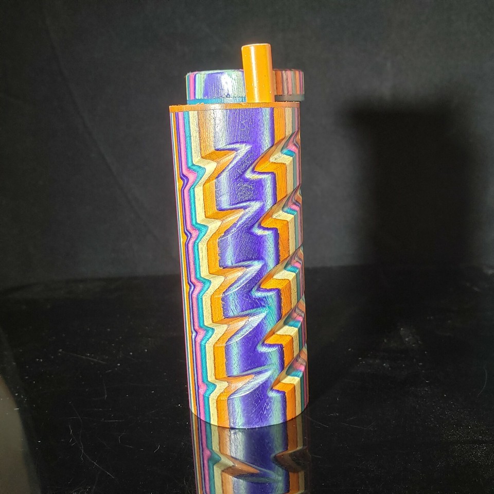 Colorful 4” Wood Round Dugout Box and 3” Metal One Hitter - ZIG ZAG ...