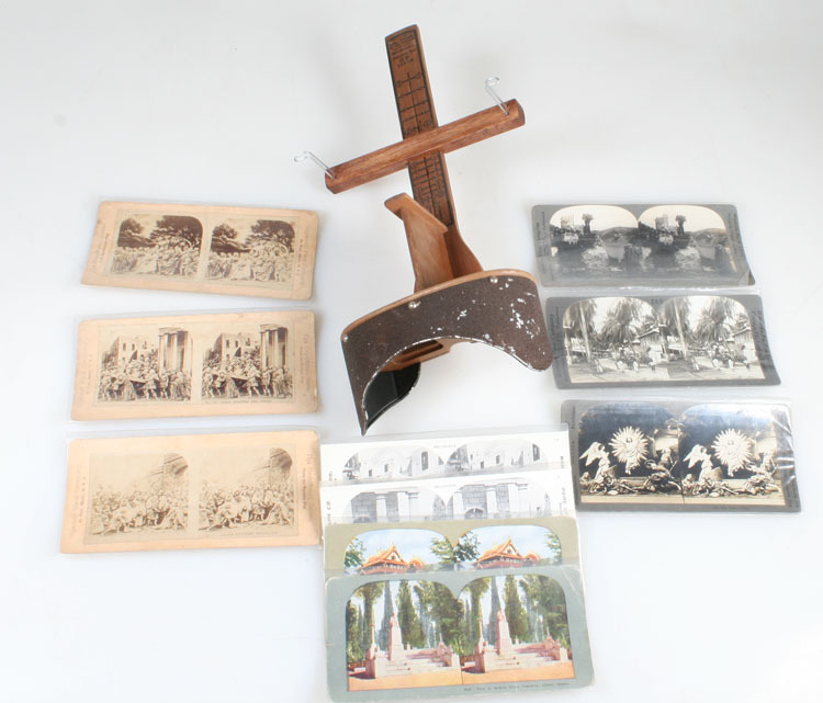 ANTIQUE STEREOSCOPE STEREOPTICON VIEWER WITH STEREOVIEWS,19TH CENTURY ...
